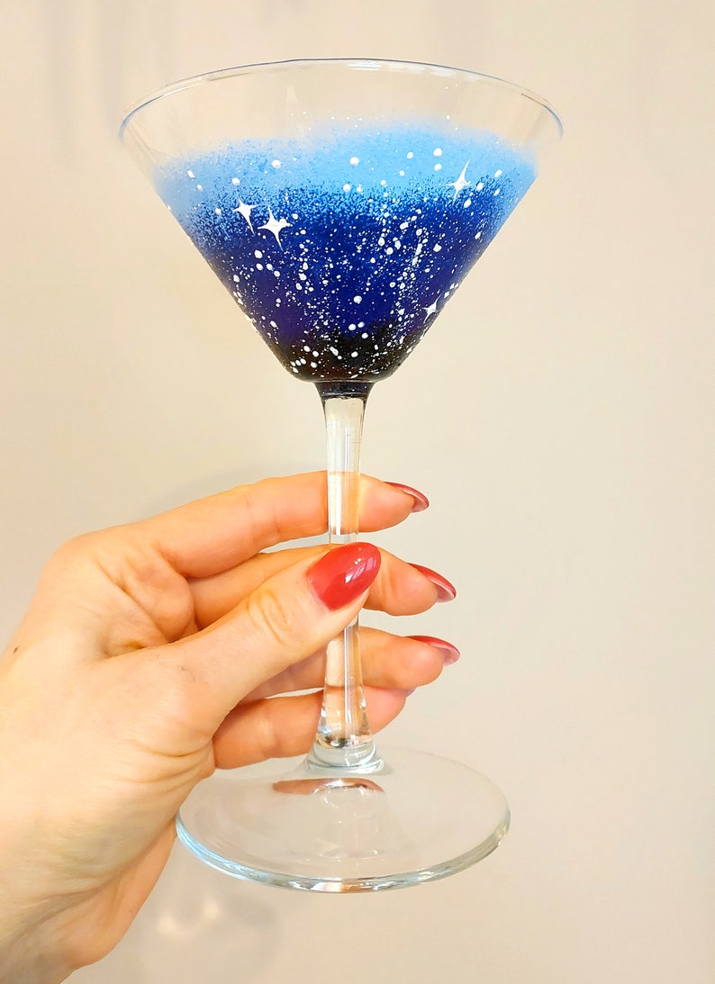 Hand-painted Starry Sky Martini Glass: Cosmic Cocktail Gift - Etsy