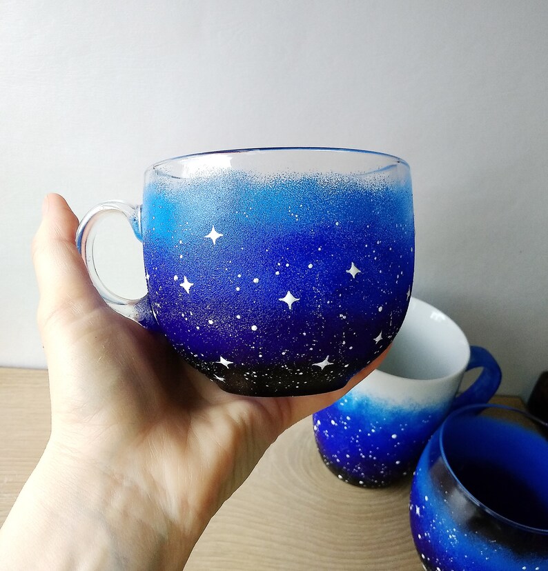 Galaxy Coffee Mug Cosmic Lover Gift Hand Painted Starry Night - Etsy