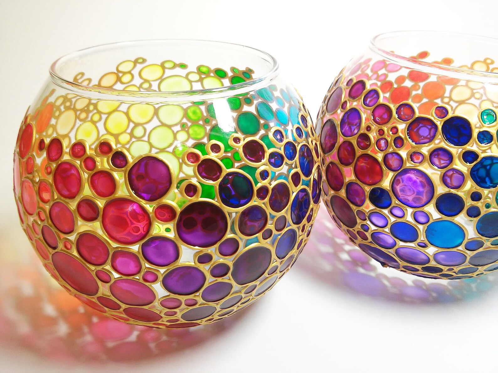 Rainbow Glass Candleholder Glass Sphere Vase With Bubbles - Etsy