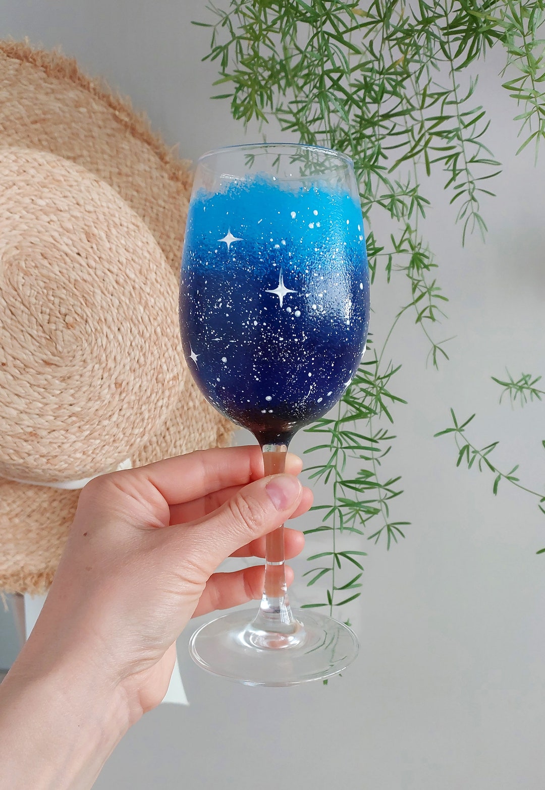 Hand-painted Galaxy Wine Glass: Starry Night Cosmic Gift - Etsy