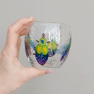 Bugs & Beetles Stemless Wine Glass, Custom Hand-painted Insect Wine ...