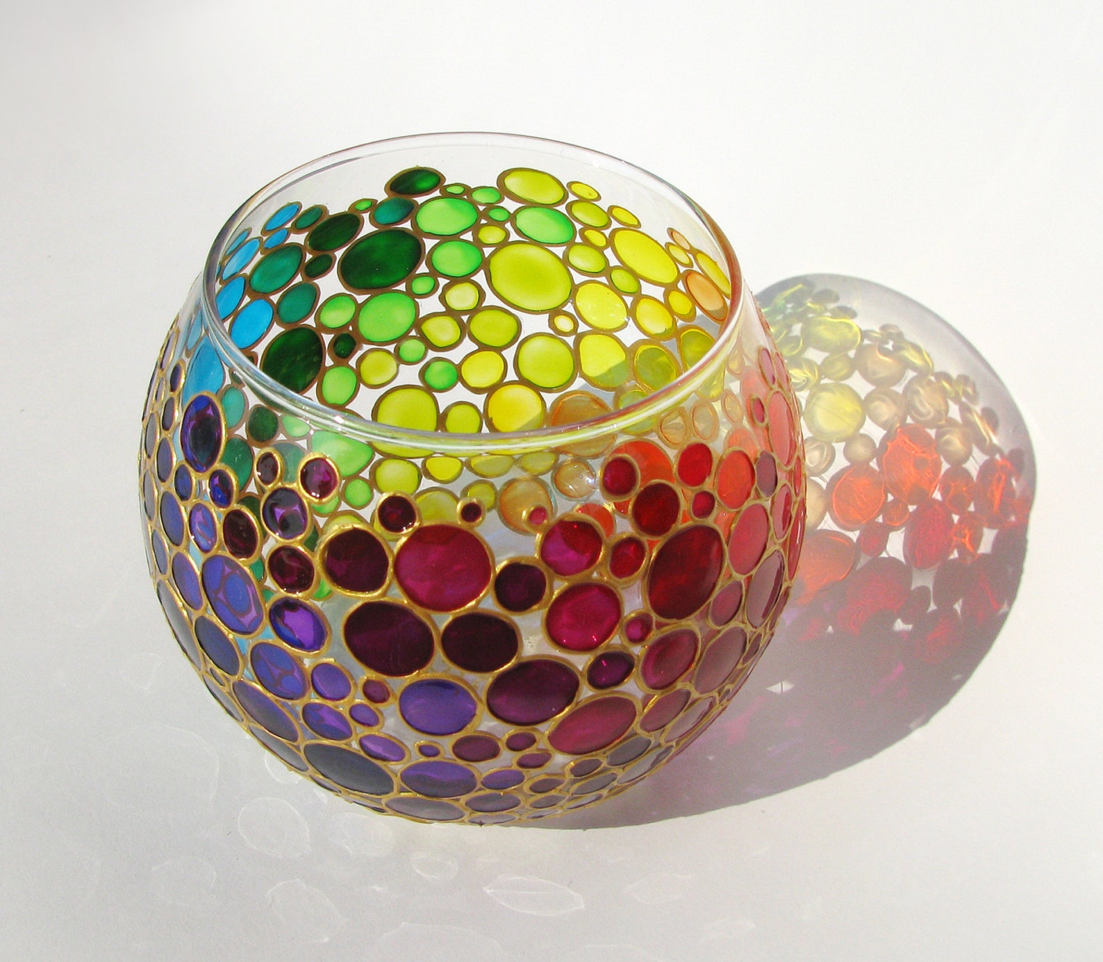 Rainbow Glass Candleholder Glass Sphere Vase With Bubbles - Etsy