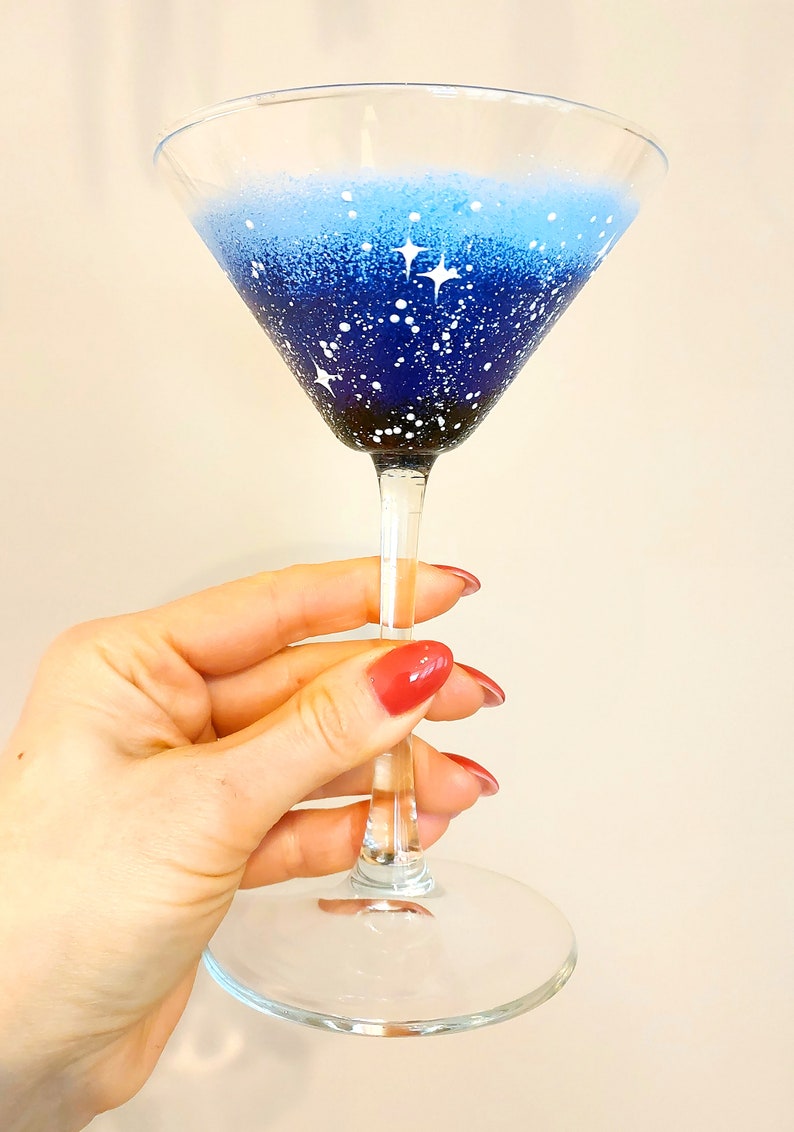 Hand-painted Starry Sky Martini Glass: Cosmic Cocktail Gift - Etsy