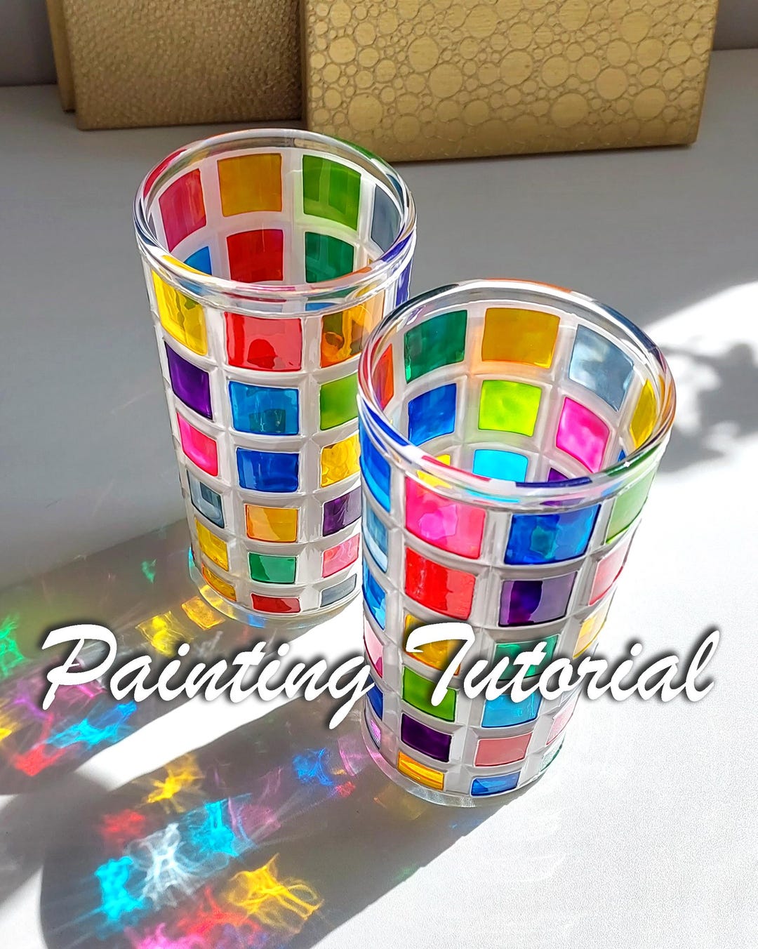 Glass Painting Tutorial, How to Make a Mosaic Painted Water Glass - Etsy