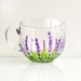 Lavender Big Glass Mug Floral Hand Painted Coffee Mug Gift - Etsy