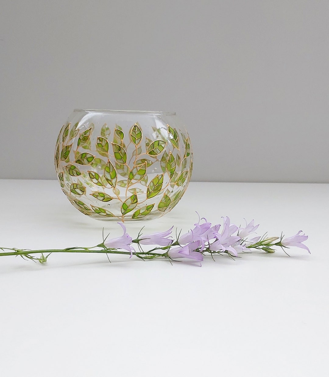 Sphere Vase, Glass Vase for Flowers, Botanical Interior Decor, Colorful ...