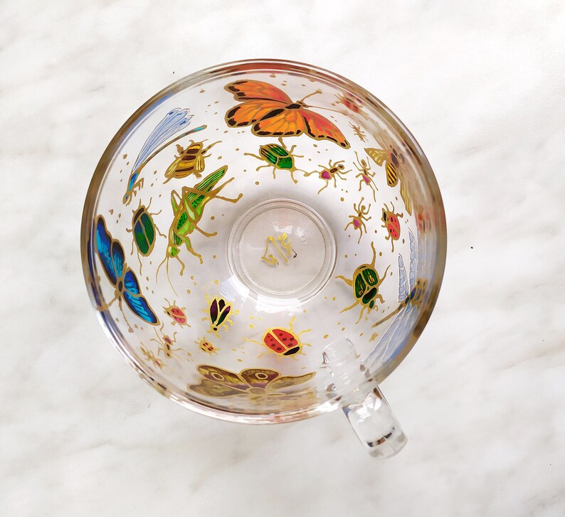 Bugs & Beetles Big Glass Mug Insects Hand Painted Coffee Mug - Etsy