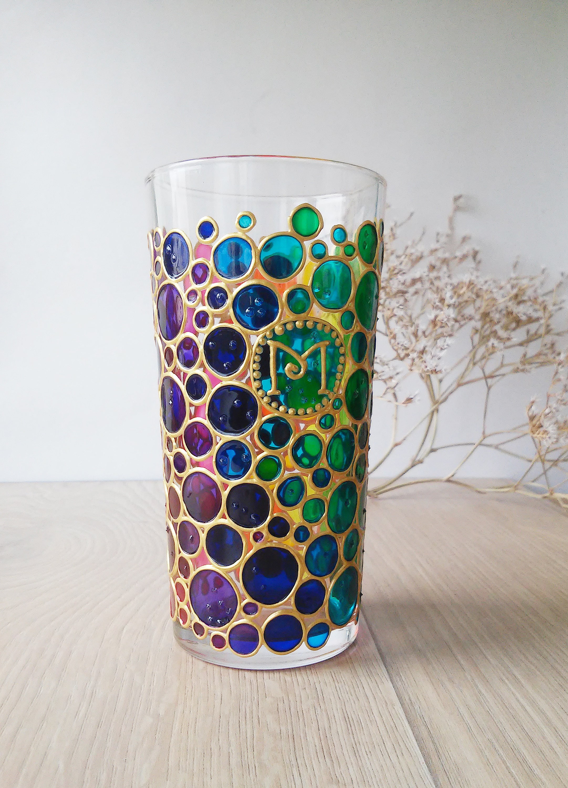 Rainbow Water Glass Multi Colored Bubbles Sun Catcher Tumbler - Etsy ...