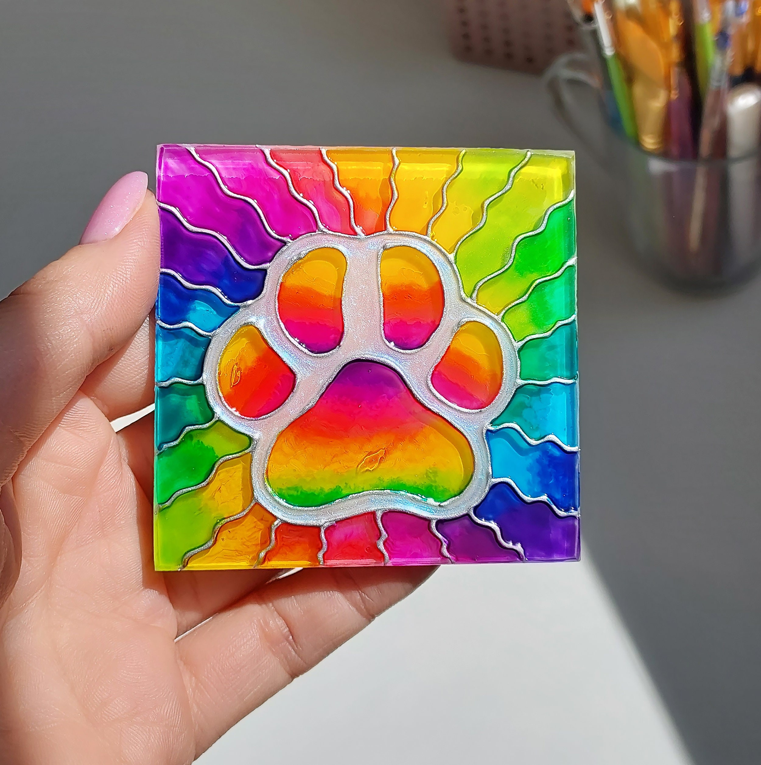 Rainbow Paw Print Magnet: Personalized Pet Memorial Gift - Etsy