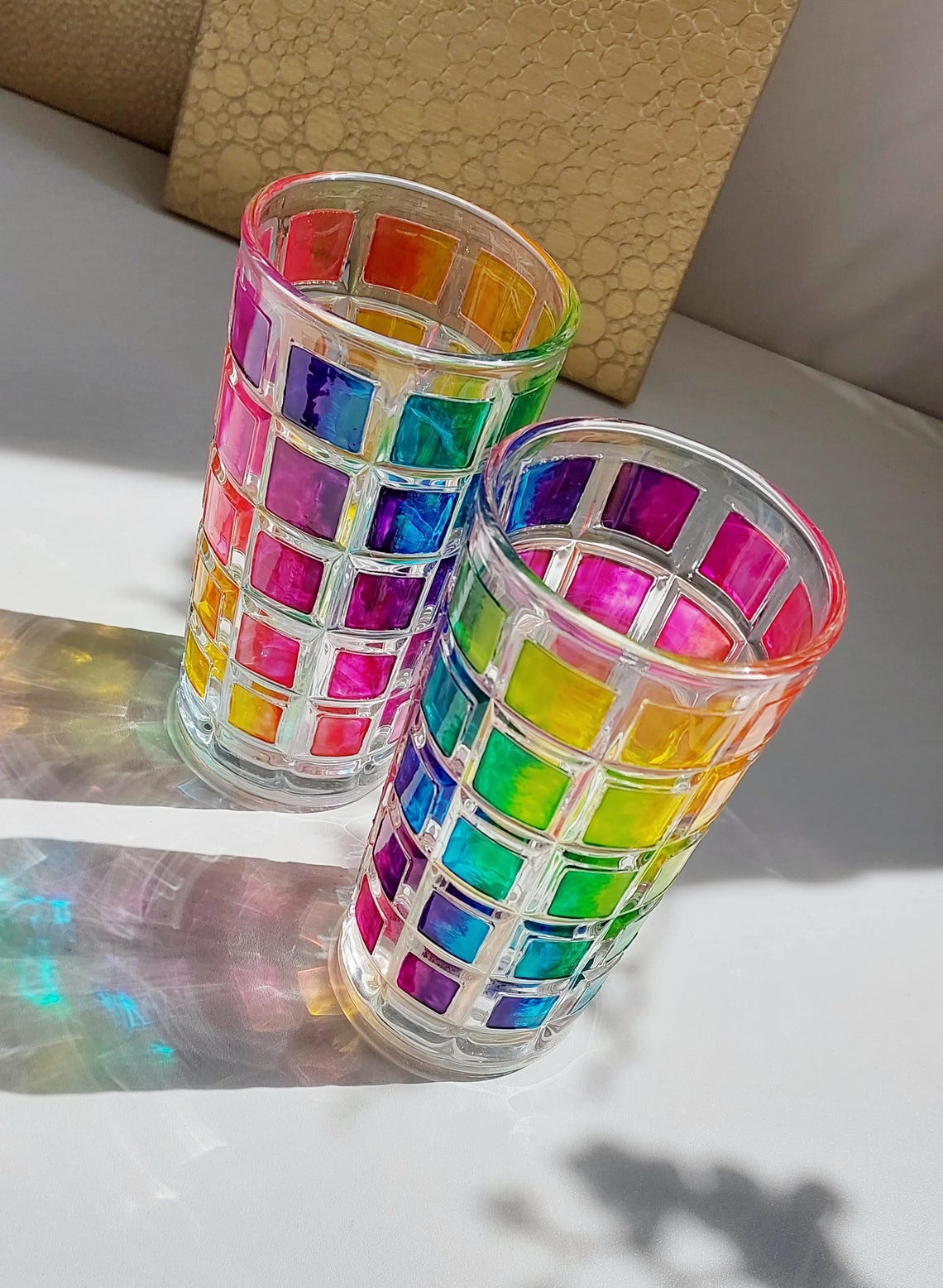 Glass Painting Tutorial, How to Make Rainbow Painted Water Glasses - Etsy