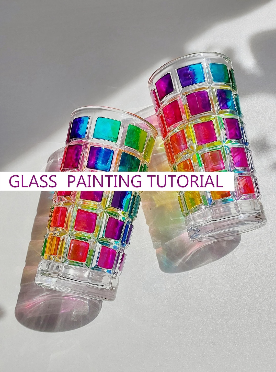 Glass Painting Tutorial, How to Make Rainbow Painted Water Glasses - Etsy