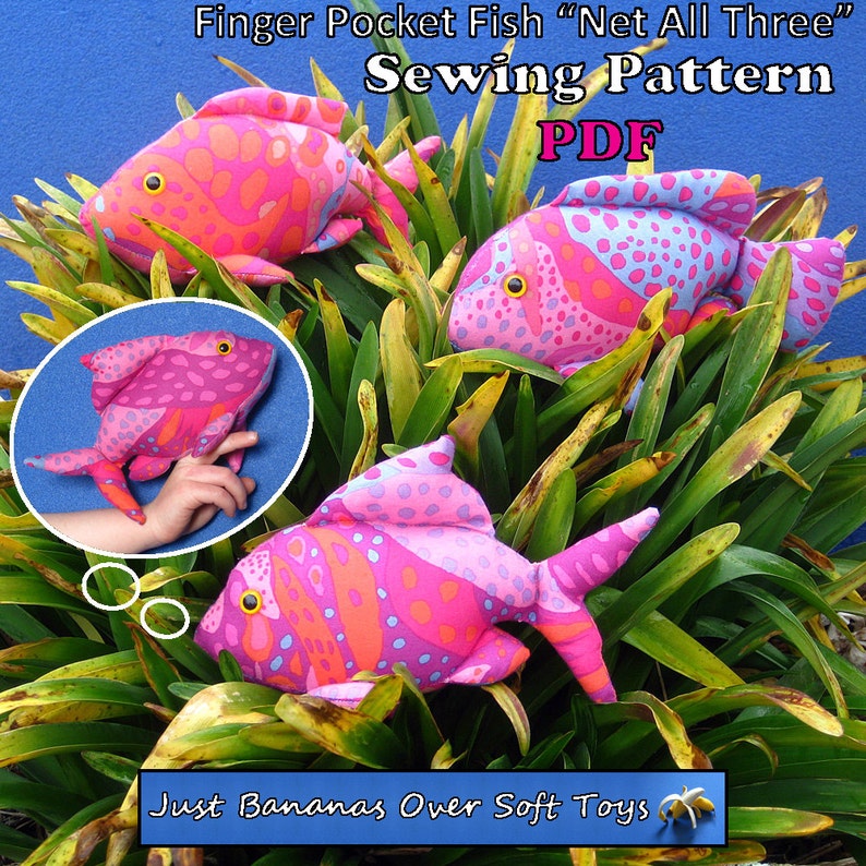 Sewing Pattern PDF Finger Pocket Fish net All 3 - Etsy