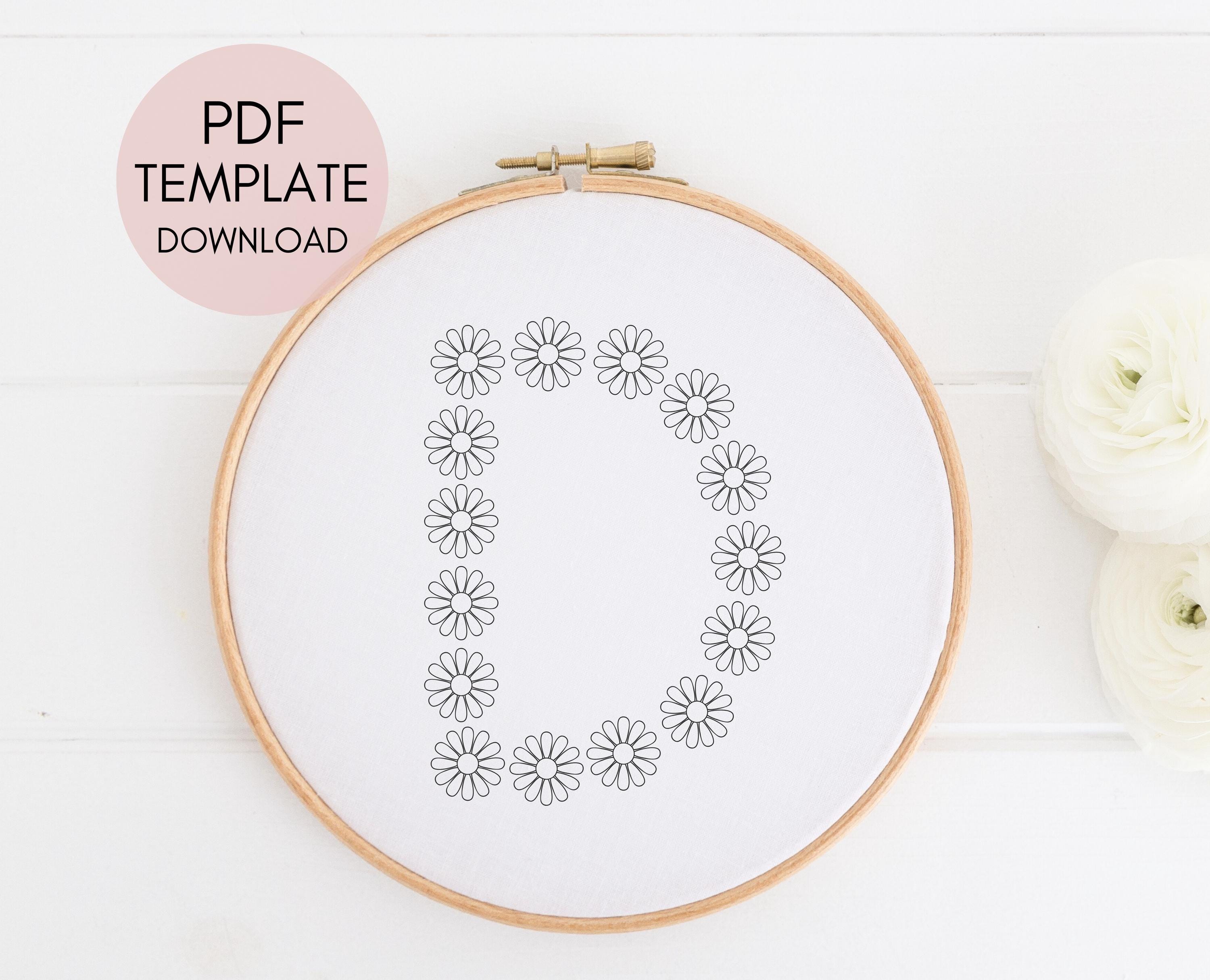 Daisy Letter Embroidery Design Pattern, Daisy Flower Letter Embroidery ...
