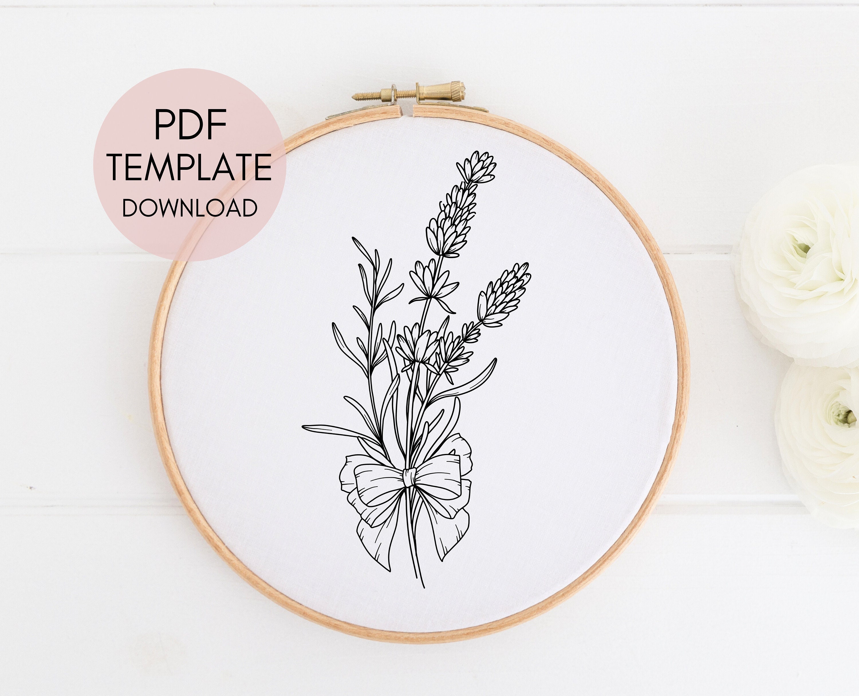 Lavender Flower Embroidery Design Pattern, Hand Embroidery Digital ...