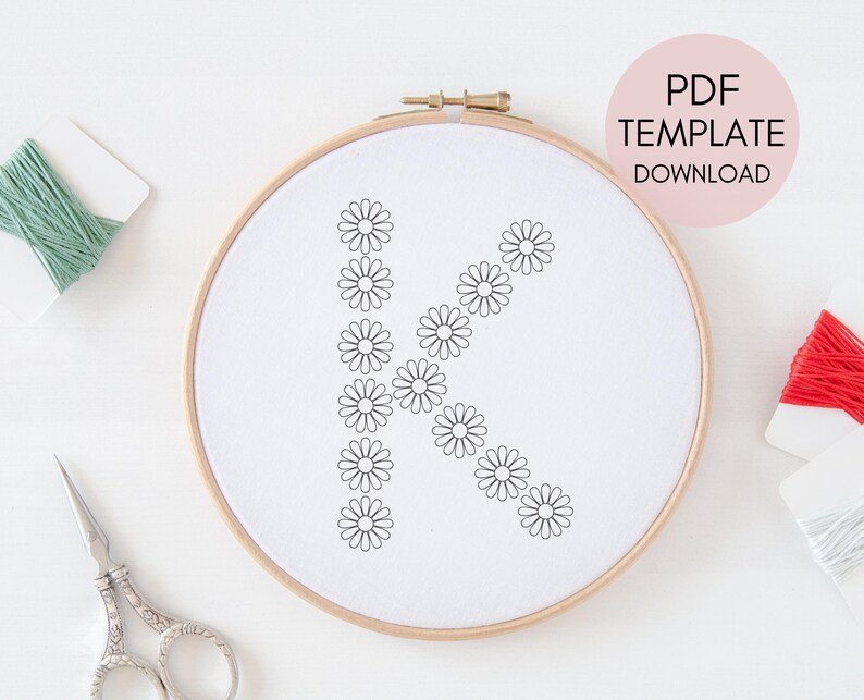 Daisy Letter Embroidery Design Pattern, Daisy Flower Letter Embroidery ...