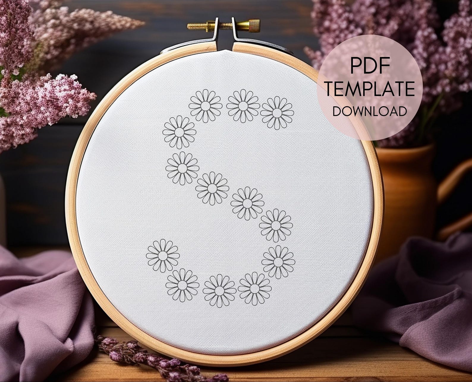 Daisy Letter Embroidery Design Pattern, Daisy Flower Letter Embroidery ...