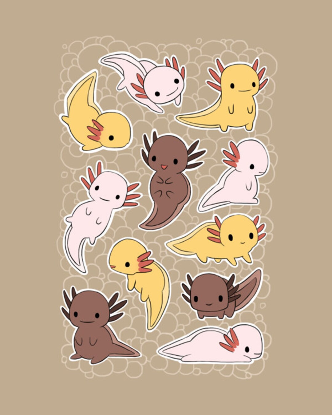 Axolotl Art Print - Available in 4x6, 5x7, and 8x10 Sizes - Etsy