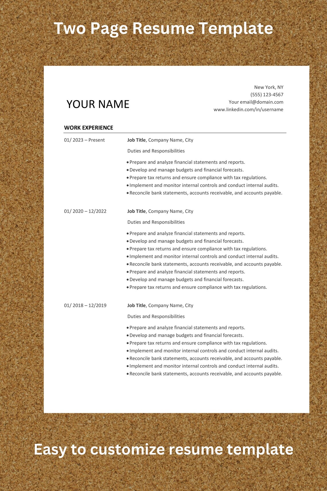 ATS Friendly Two Page Resume, ATS Compliant Resume Template, ATS ...