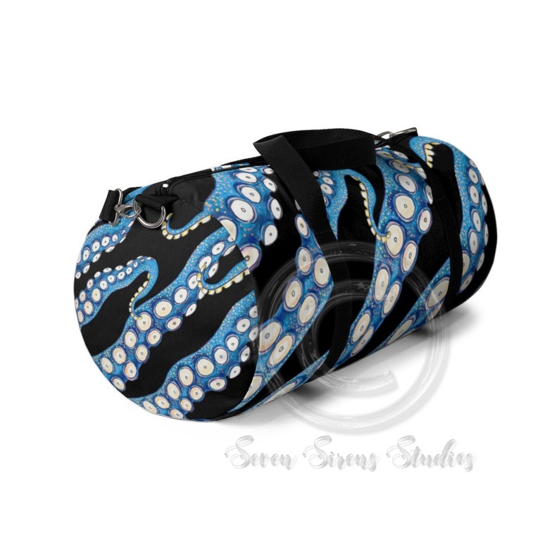 Blue Octopus Black Duffle Bag - Etsy