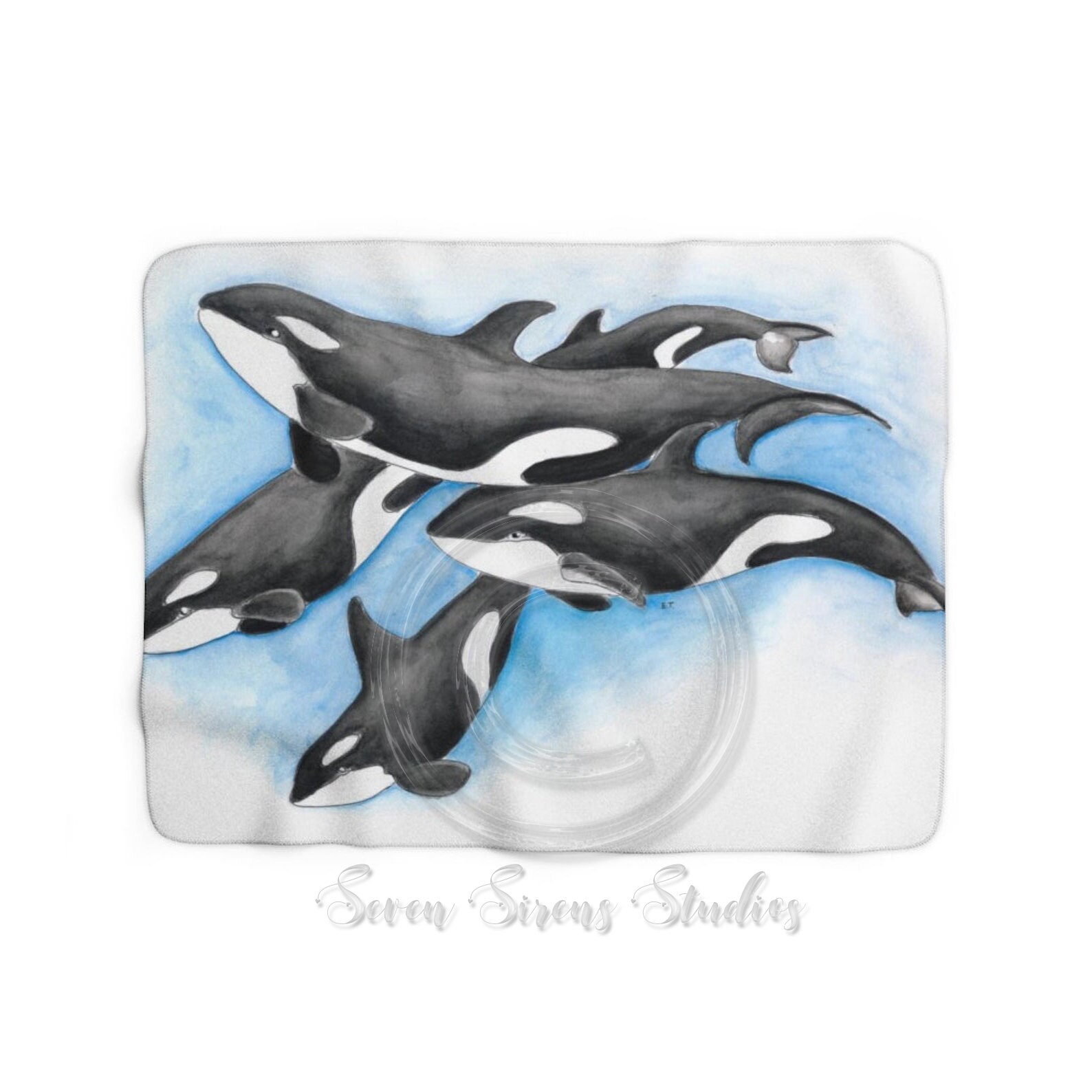 Orca Whale Family Watercolor Sherpa Fleece Blanket - Etsy