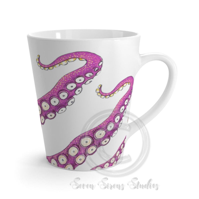 Purple Pink Octopus Tentacles Ink Art Latte Mug - Etsy
