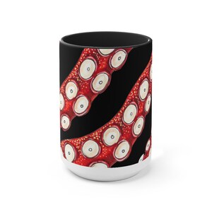 Red Tentacles on Black Accent Mug - Etsy