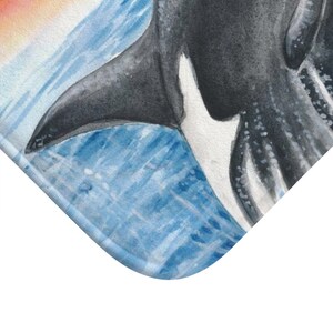 Breaching Orca Killer Whale Sunset Watercolor Art Bath Mat - Etsy