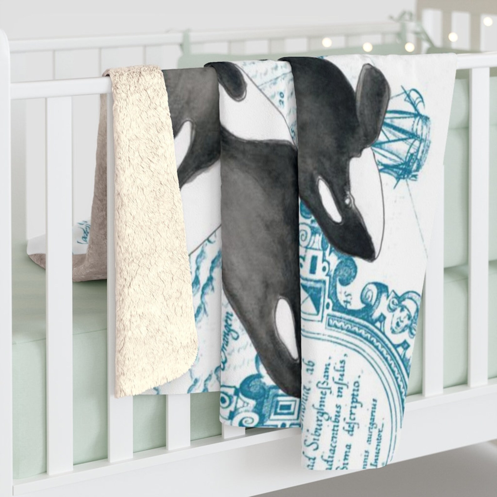 Orca Whale Family Map Watercolor Sherpa Fleece Blanket - Etsy