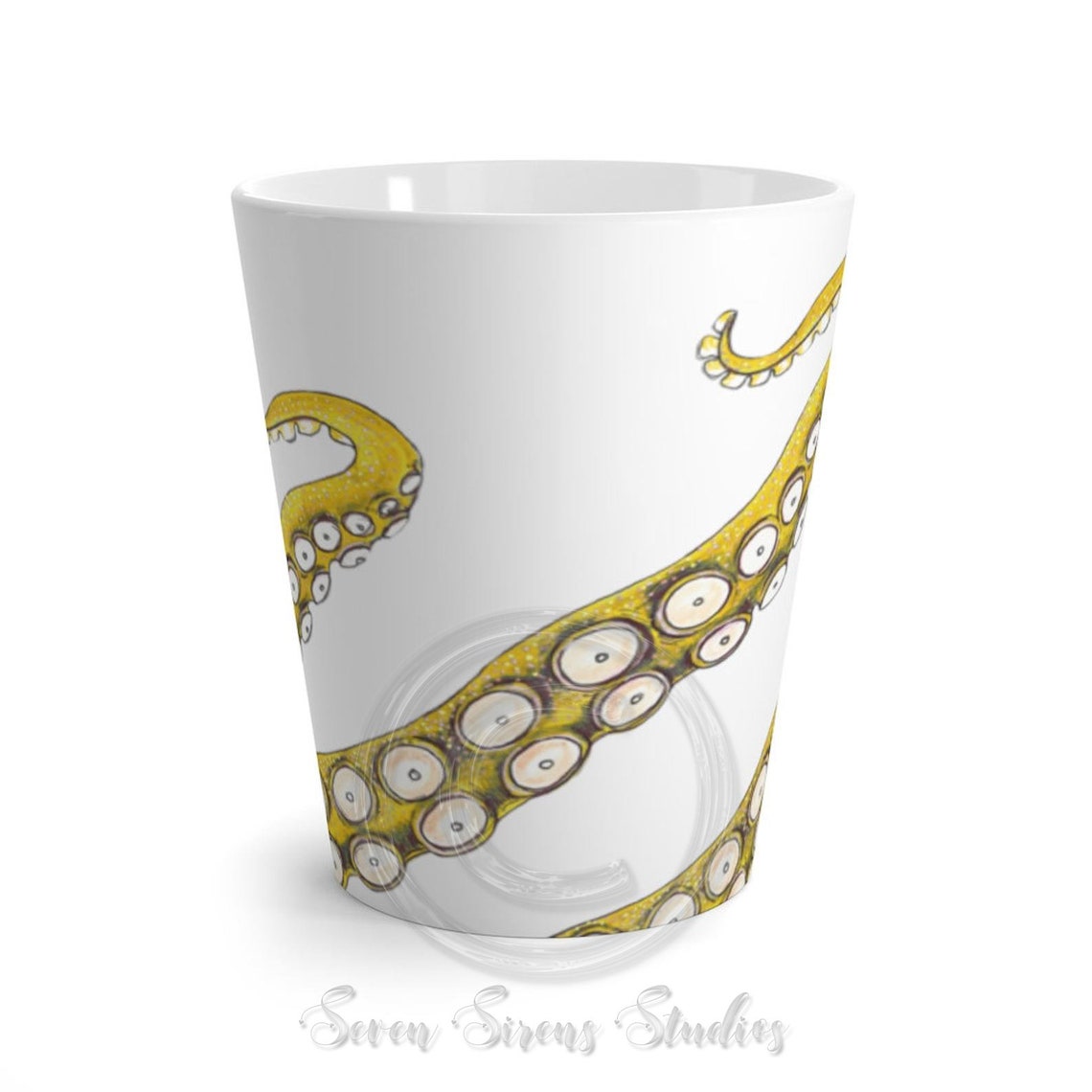 Yellow Octopus Tentacles Ink Art Latte Mug - Etsy