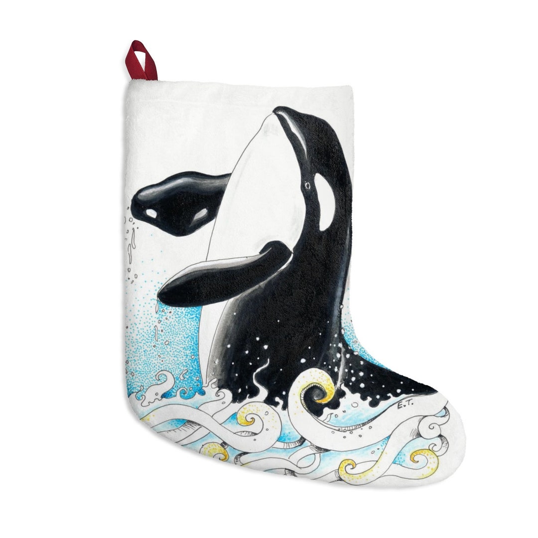 Orca Whale Ink Art Christmas Stockings - Etsy