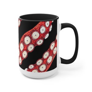 Red Tentacles on Black Accent Mug - Etsy