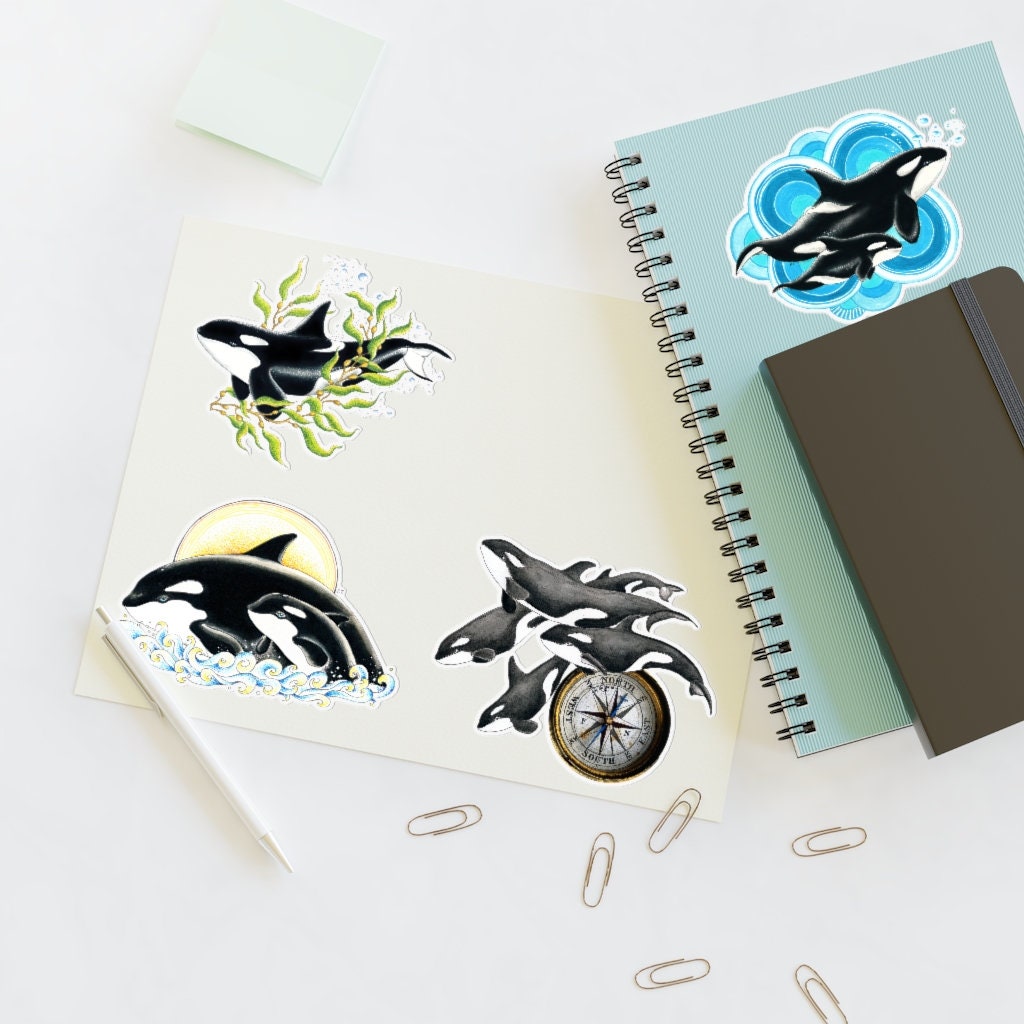 Orca Killer Whale Art Set Sticker Sheets | Etsy
