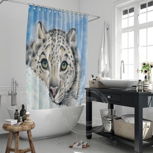 Snow Leopard Watercolor Art Shower Curtain - Etsy