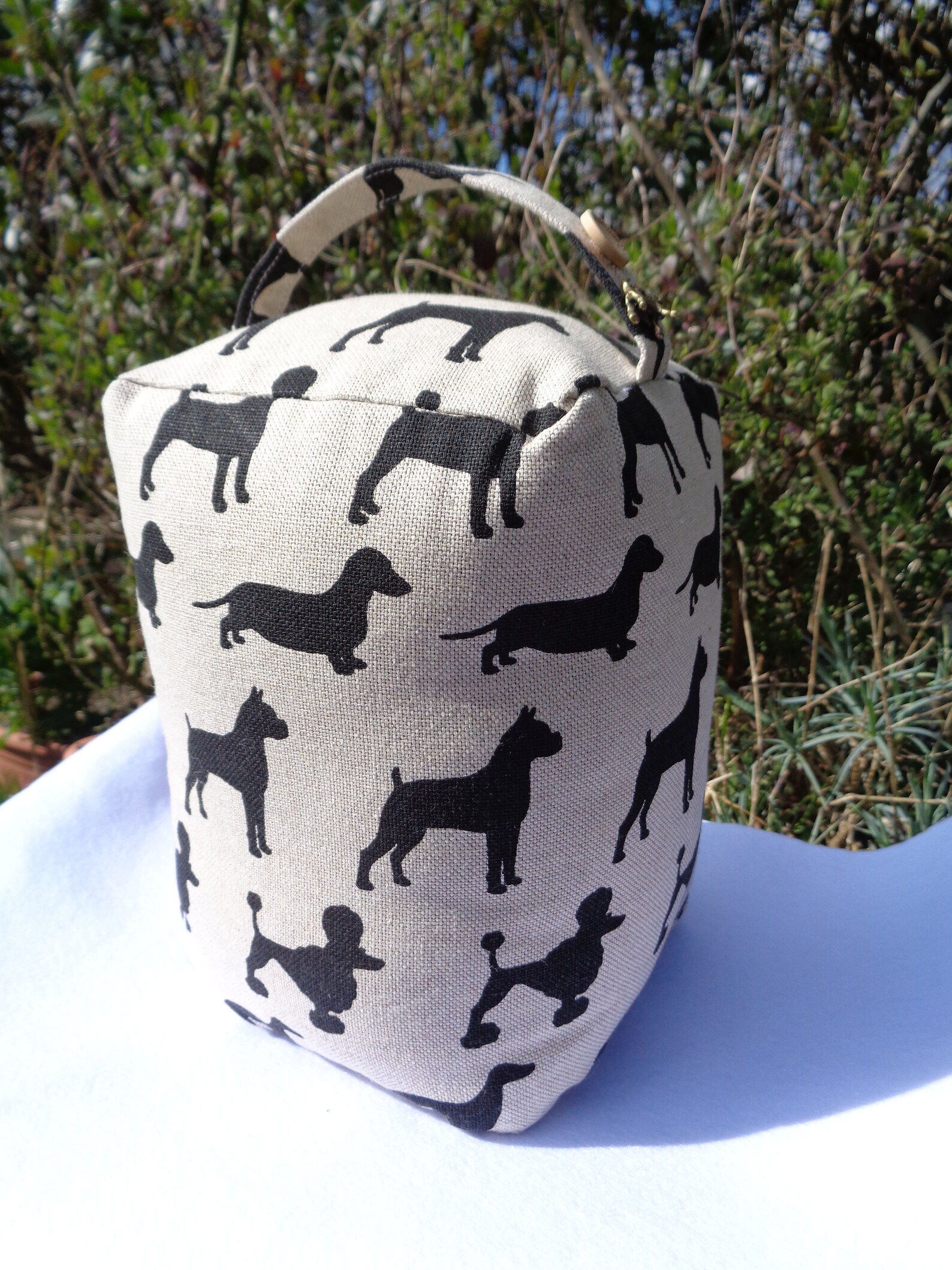 Hand Made Dog Print Fabric Door Stop Poodle Sausage Dog - Etsy UK