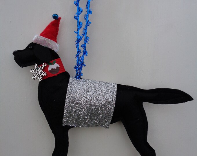 Handmade Black Felt Christmas Labrador Retriever Dog Hanging Decoration ...