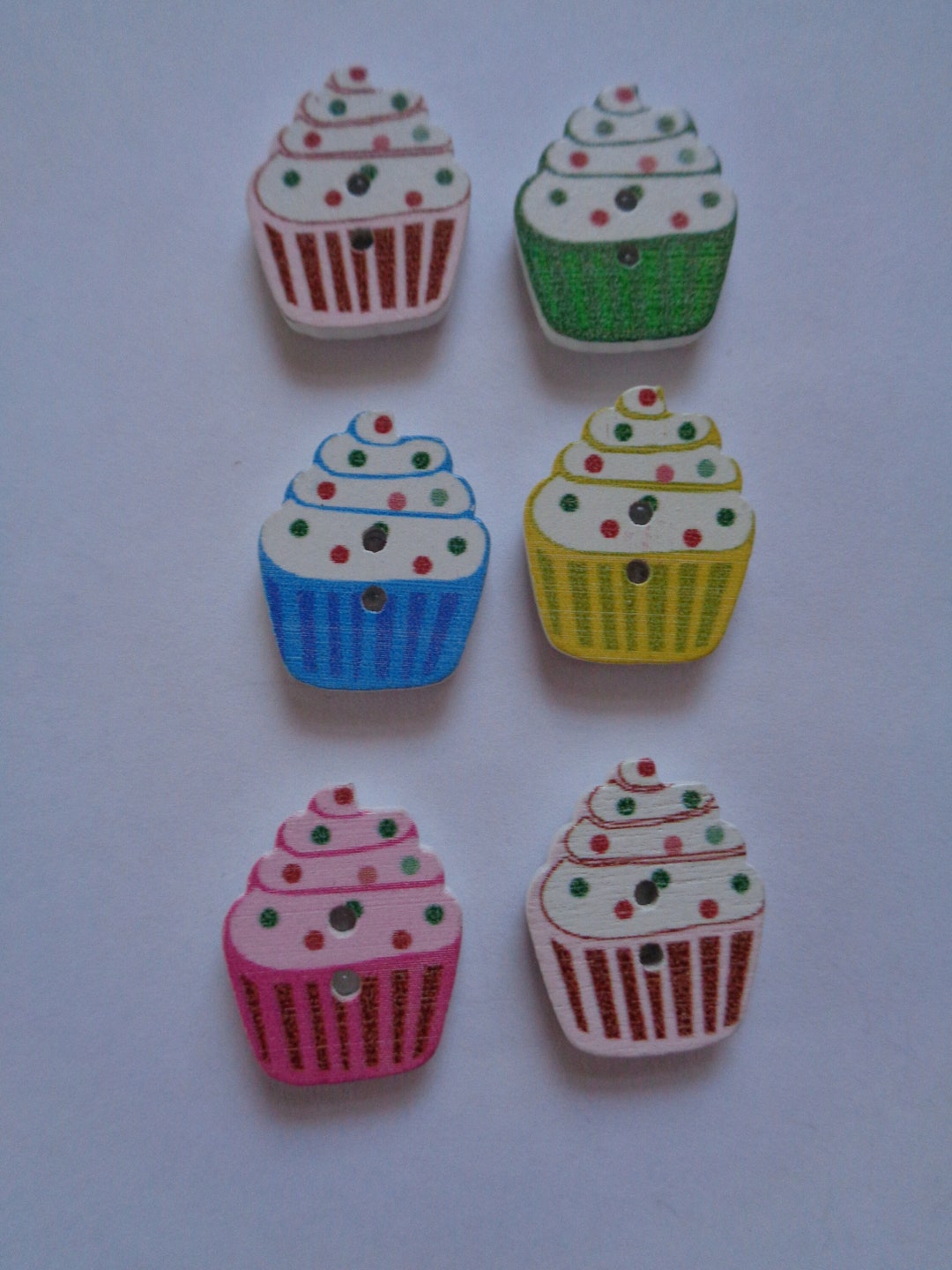 6 X Wooden Button Cupcake Fridge Magnets, Cakes, Cooking, Baking - Etsy
