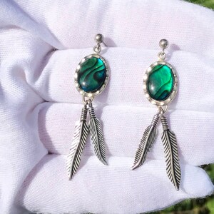 STUNNING Navajo Green Abalone Shell Sterling Silver Feather - Etsy