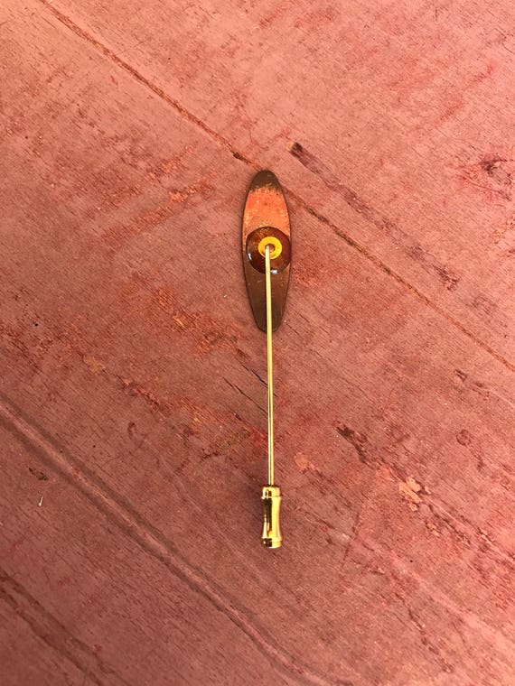 Metal Designed Like Petrified Wood Stick Pin Brooch 4g - Gem