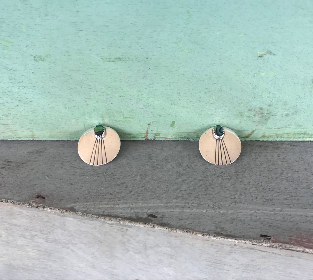 Beautiful Navajo Abalone Shell Sterling Silver Concho Disk Native ...