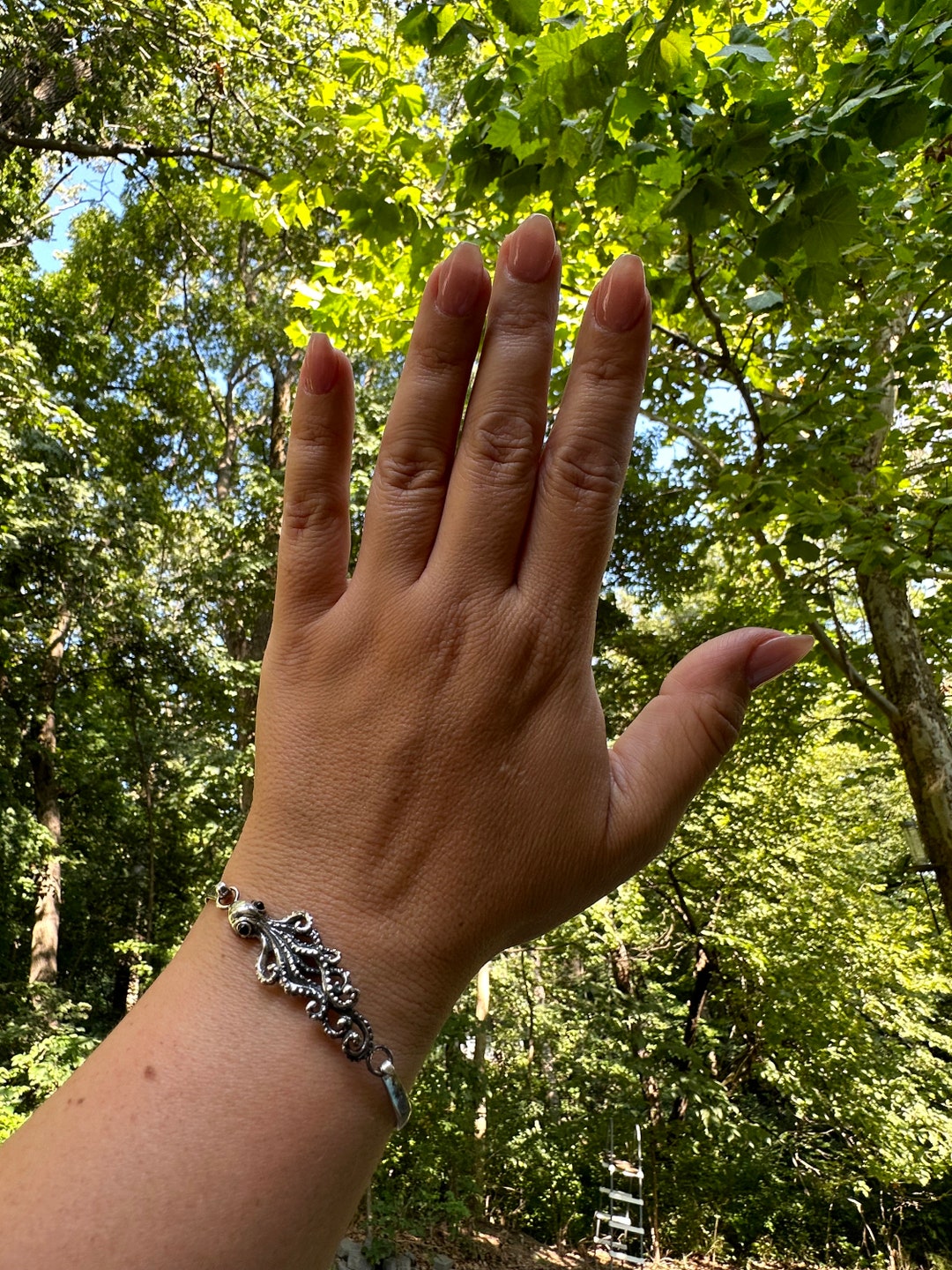 7.5" Som's Sterling Silver Black Onyx Eyes Octopus Bangle Bracelet - Etsy