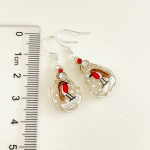 Robin Bird Christmas Winter Holiday Earrings - Sea Glass With Swarovski ...