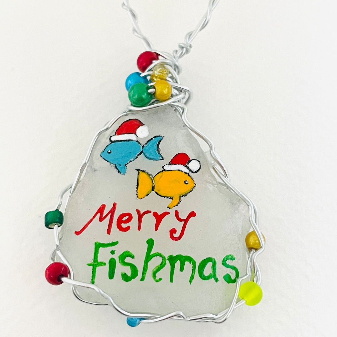Merry Fishmas - Hand Painted to Order Sea Glass Christmas Tree ...