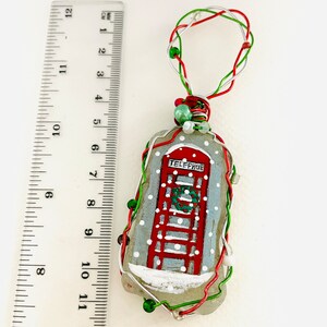 Snowfall Red Telephone Box Hand Painted Sea Glass Christmas Tree ...