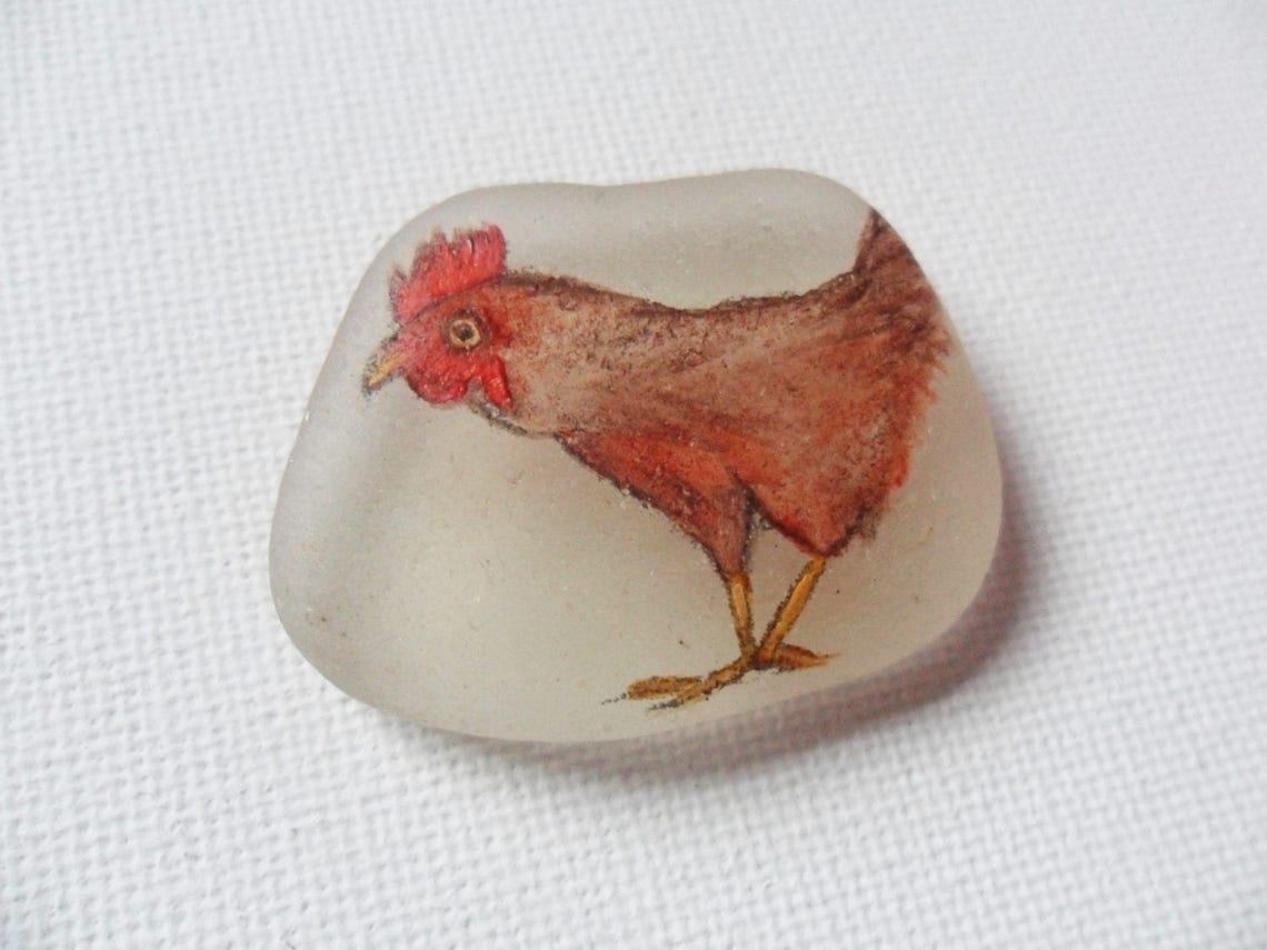 Hand Painted Chicken Art- Original Acrylic Miniature Painted to Order ...