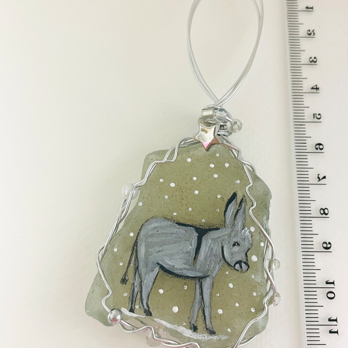 Hand Painted Sea Glass Donkey Christmas Ornament - Etsy