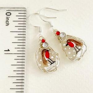 Robin Bird Christmas Winter Holiday Earrings - Sea Glass With Swarovski ...