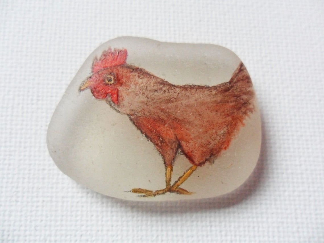 Hand Painted Chicken Art- Original Acrylic Miniature Painted to Order ...