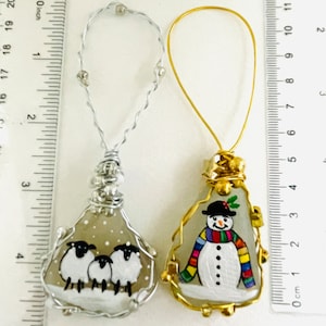 Sea Glass Hand Painted Art Christmas Tree Decorations - Wire Wrapped ...