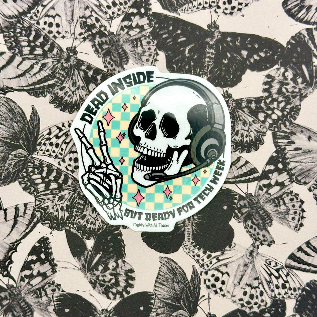 Dead Inside Sticker, Skull With Headset, Halloween Sticker, Stage ...