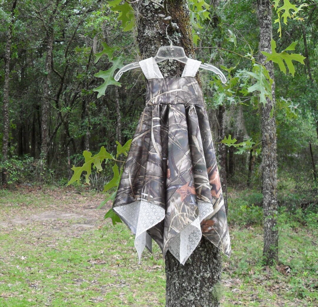 Made With Camo Satin Fabric & Lace Handkerchief Sundress. - Etsy